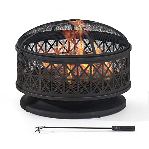 Snapklik.com : Sunjoy 30 In Outdoor Fire Pit, Patio Black Round Wood ...
