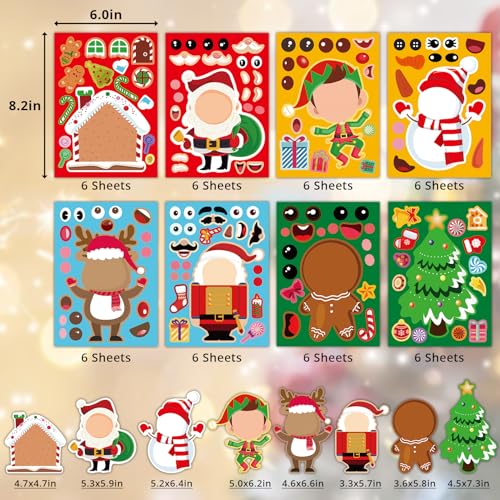 Snapklik.com : Christmas Stickers 48 Sheets, Christmas Face Stickers ...