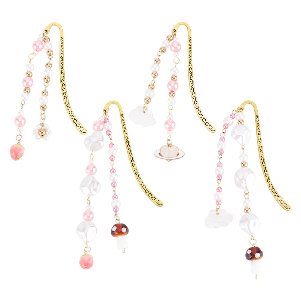 Amazon.com: DELORIGIN 4Pcs Alloy Hook Bookmarks Acrylic Mushroom ...