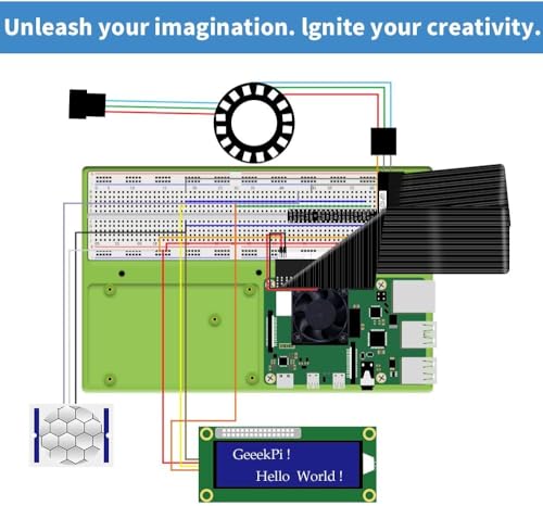 GeeekPi Complete Starter Kit for Raspberry Pi 4B, Python C Java Scratch Code, with 100-Page ...