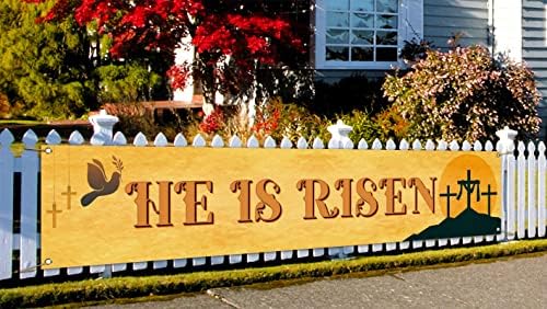 Amazon.com : He Is Risen Easter Banner for Fence Easter Season ...
