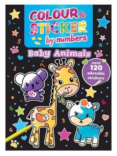 Colour and Sticker by Numbers Baby Animals: 9781787728950: Amazon.com ...