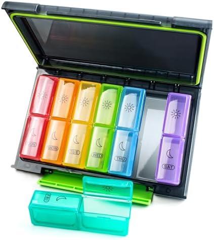 Amazon.com: PILEKIOP Weekly Pill Organizer 2 Times a Day, Moisture ...
