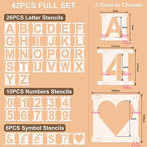 5 Inch Letter Stencils Symbol Numbers Craft Template Kit, 42 Pcs ...