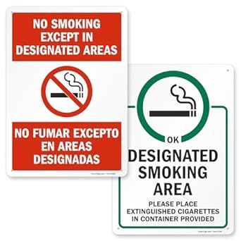 Amazon.com: SmartSign Designated Smoking Area - Place Extinguished ...