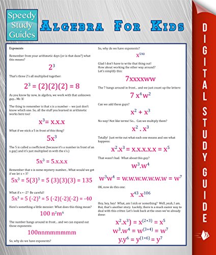 Algebra For Kids (Speedy Study Guide) (Algebra for Beginners Edition ...