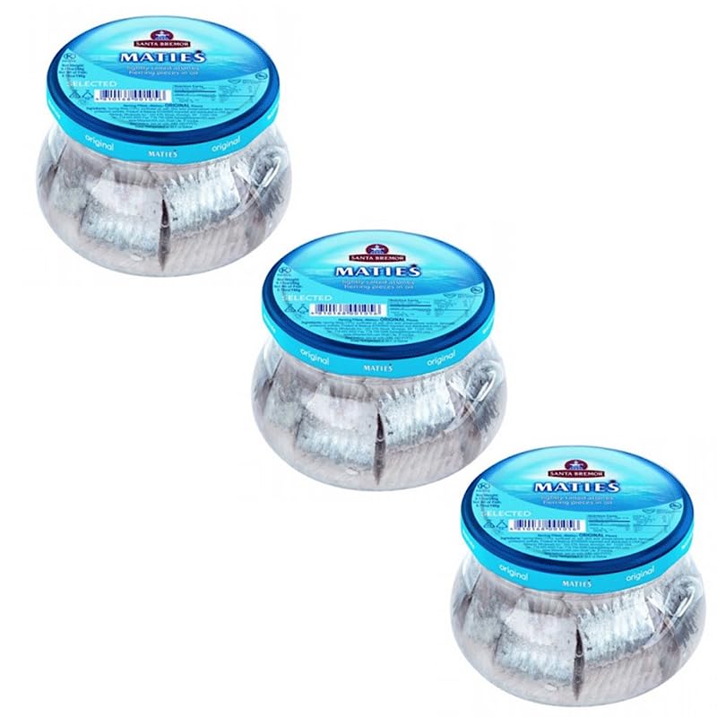 Amazon.com : Santa Bremor Maties Original Salted Herring In Oil 260g (3 ...