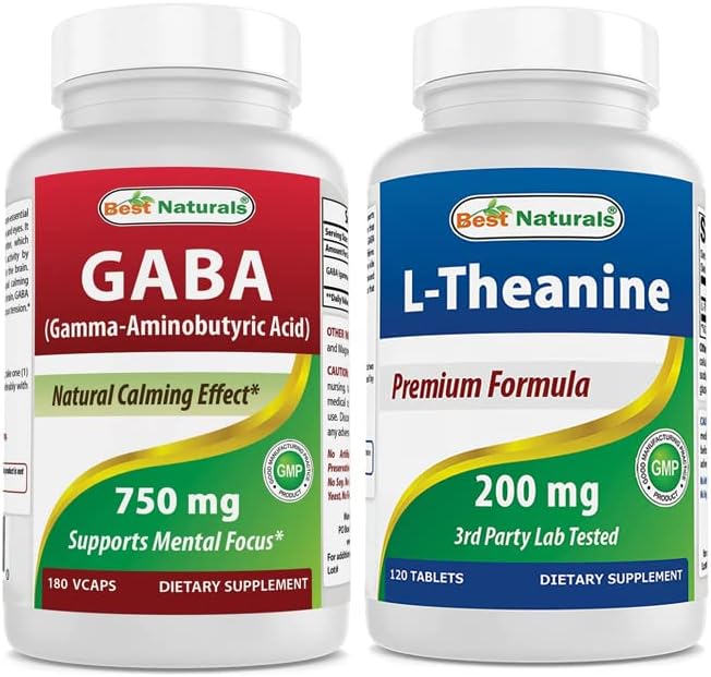Amazon.com: Best Naturals GABA Supplement 750mg & L-Theanine 200mg ...