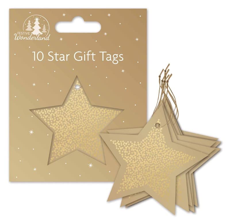 Tallon Festive Wonderland Luxury Christmas Xmas Star Gift Tags, Gold ...