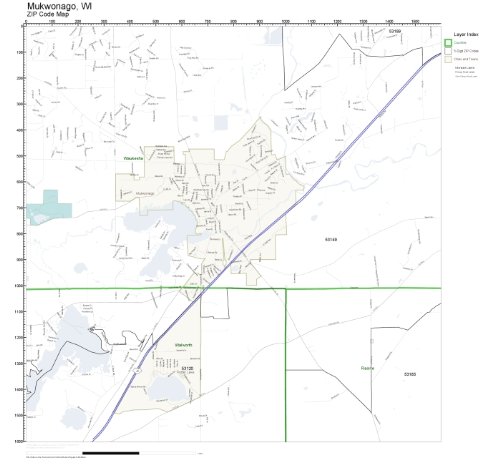 Amazon.com : ZIP Code Wall Map of Mukwonago, WI ZIP Code Map Not ...