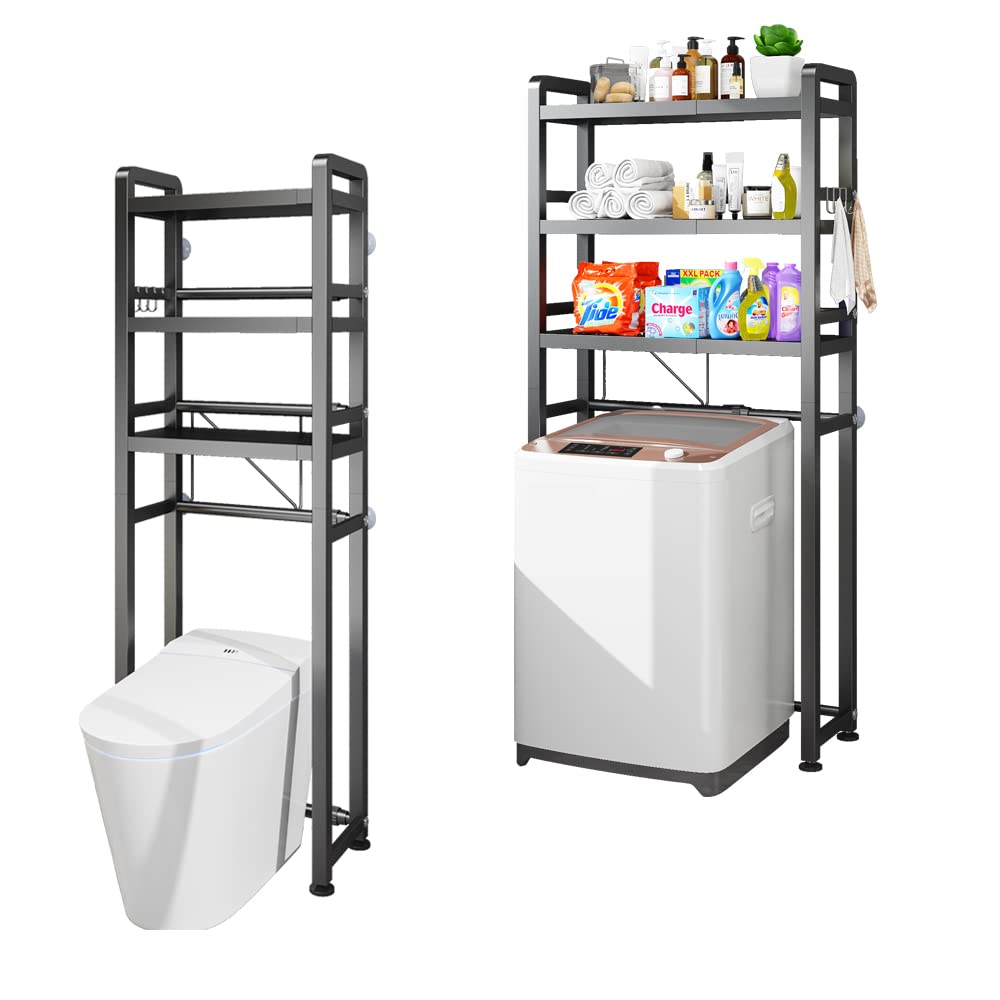 Azatemgo 3 Tier Adjustable Washing Machine Rack Laundry Shelf Bathroom ...