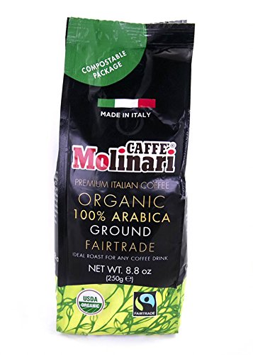 Amazon.com : Caffe' Molinari 100% Organic Arabica Coffee (Ground Coffee ...
