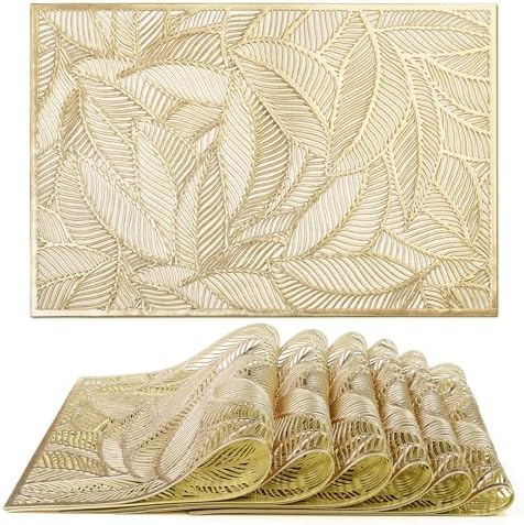 Amazon.com: fanquare Gold Vinyl Placemats, Rectangle Gold Metallic ...