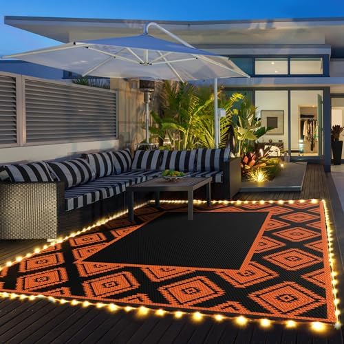 Amazon.com: HAUSHOF 5'X8' Outdoor Rug Waterproof with LED Strip Light ...