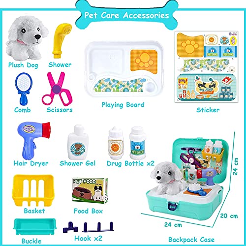 16 Pcs Pet Care Play Set for Kids, Doctor Pretend Play Vet Kit with ...