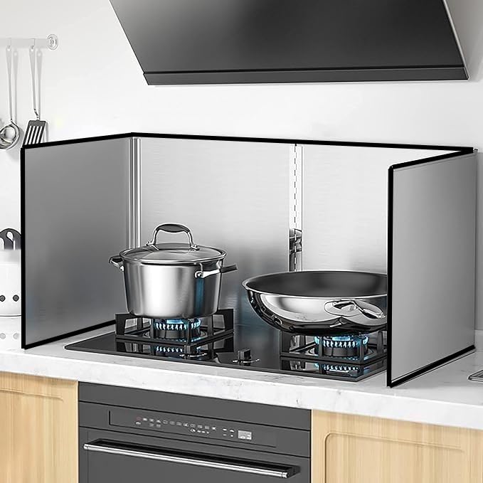 Hukimoyo 4 fold Stainless Steel Oil Splash Guard for Kitchen Stove Oil ...