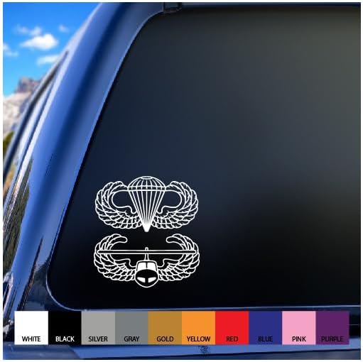 Amazon.com: Airborne and Air Assault Badge Vinyl Decal (White, 4 inches ...
