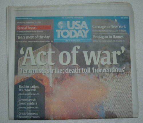 USA TODAY, Wednesday, September 12, 2001, Newspaper: USA Today: Amazon ...
