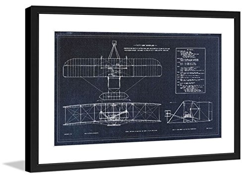 Marmont Hill Kitty Hawk Blueprint - Black Framed Art Print Smithsonian ...