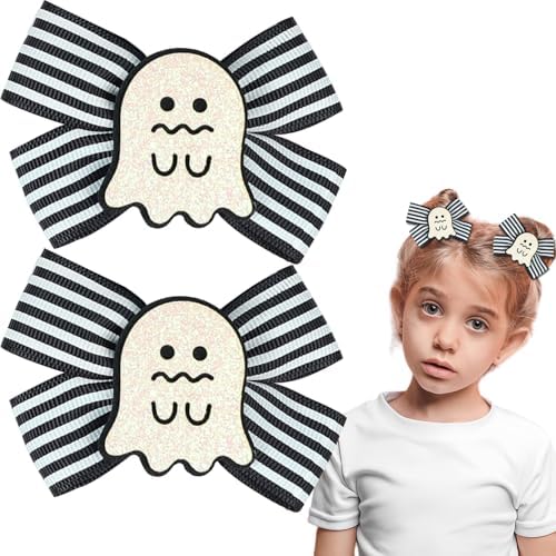 Amazon.com: HIFANMM Ghost Bow Hair Clips for Girls Halloween Hair ...