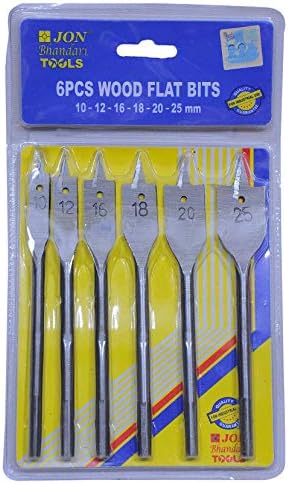Jon Bhandari Tools Flat Spade Drill Bit Set for Wood – 6-Piece Heavy ...