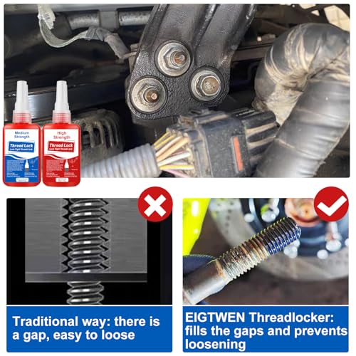 Thread Lock High Strength+Medium Strength, 100ml Locktight Threadlock ...