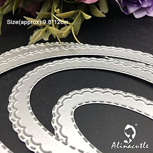 Snapklik.com : Alinacutle 4/PK-Oval, Scallop Border Nesting Frame Die ...