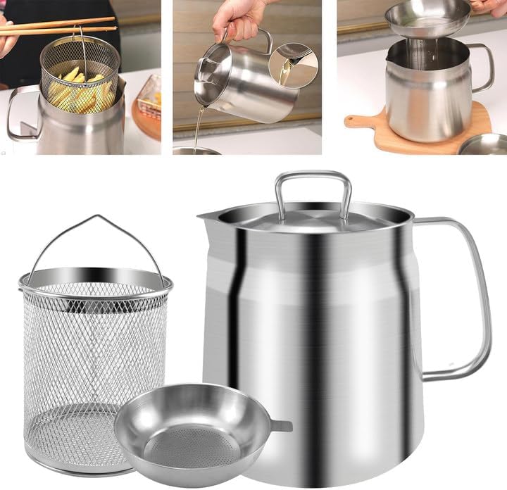 Amazon.com: 304 Stainless Steel Oil Filter Pot, 50 Oz Cooking Oil ...