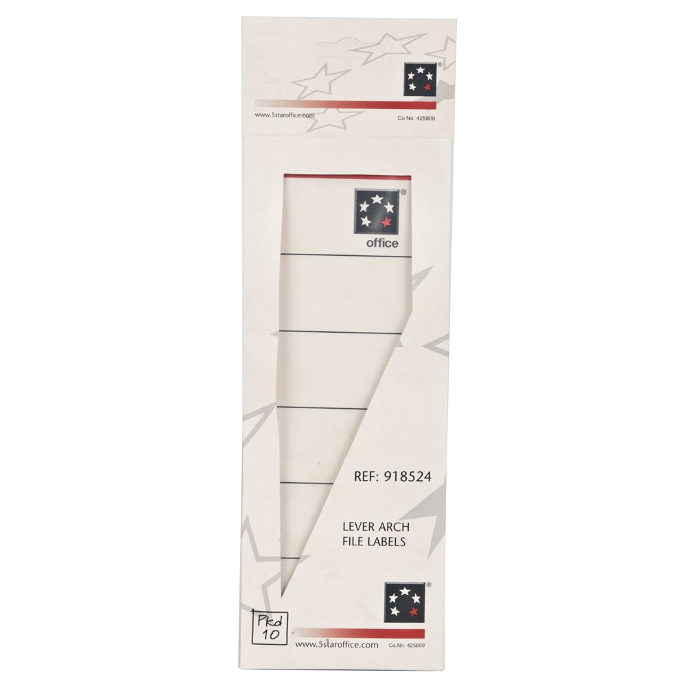 5 Star Spine Labels for Lever Arch File Self-adhesive [Pack of 10 ...