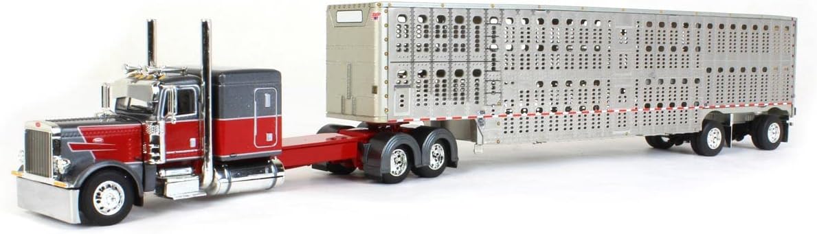 First Gear 164 Peterbilt 389 gris y rojo con eje extendido Wilson para ...