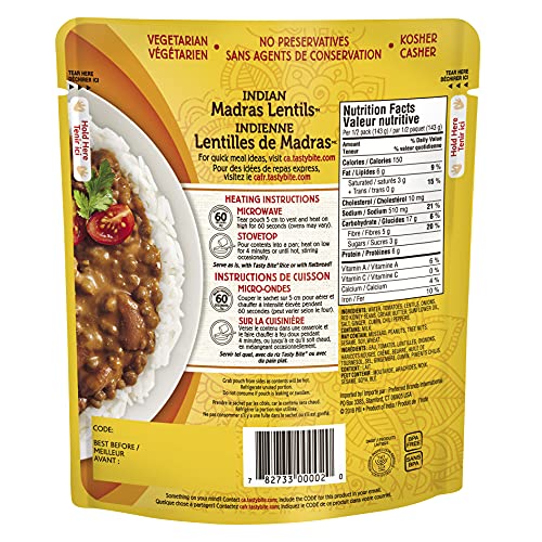 Tasty Bite Organic Madras Lentils, 10 Ounce, Ready to Eat, Microwavable ...