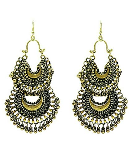 Buy Shashwani's Women's Gold Plated Hook Dangler Hanging Earrings-Gold ...