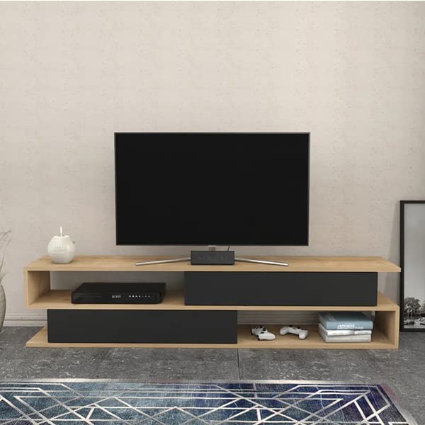 Heera Moti Nathan Engineered Wood Sectional TV Entertainment Unit Beech ...