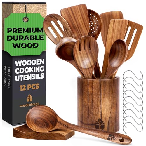 Amazon: Wooden Spoons for Cooking – Wooden Cooking Utensils Set with ...