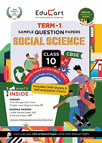Educart CBSE Term 1 SOCIAL SCIENCE Sample Papers Class 10 MCQ Book For ...