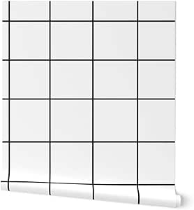 Peel & Stick Wallpaper 3ft x 2ft - Grid Black White Monochrome ...