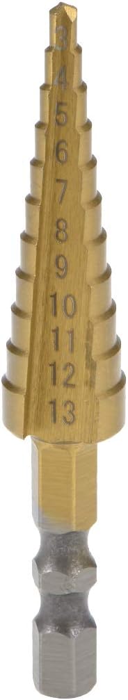 HOHXEN 1/4 Hex Shank Titanium Step Drill Bit High Speed Steel 11 Steps ...