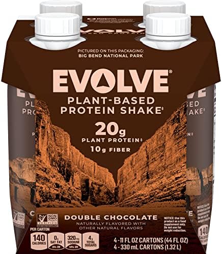Amazon.com: Evolve Plant Based Protein Shake, Double Chocolate, 20g ...