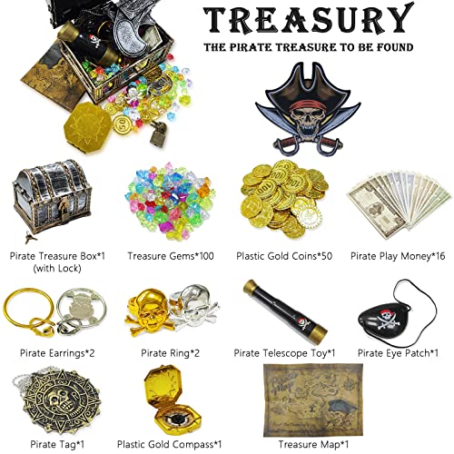 Snapklik.com : 177 Pieces Kids Pirate Treasure Chest Treasure Hunt Kit ...