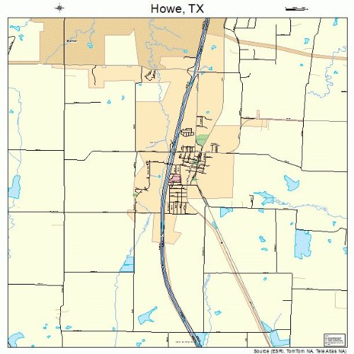 Amazon.com: Large Street & Road Map of Howe, Texas TX - Printed poster ...