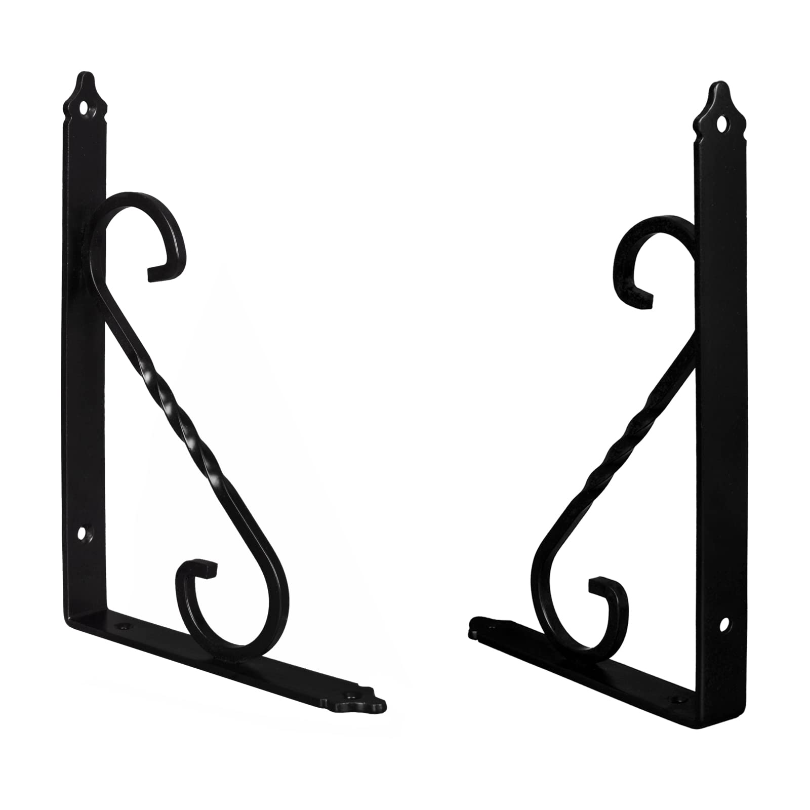 YAPIKAN 2-Pack Black Wrought Iron Shelf Bracket 9 x 6 inch - Metal L ...