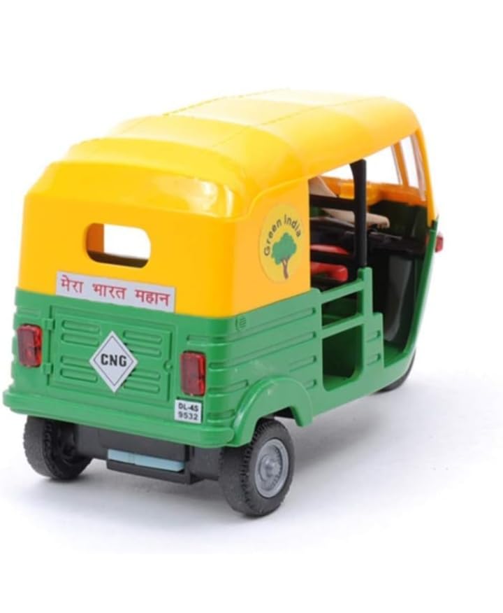 Auto Rickshaw Toy Model with Movable Handle and Pull Back Action for ...