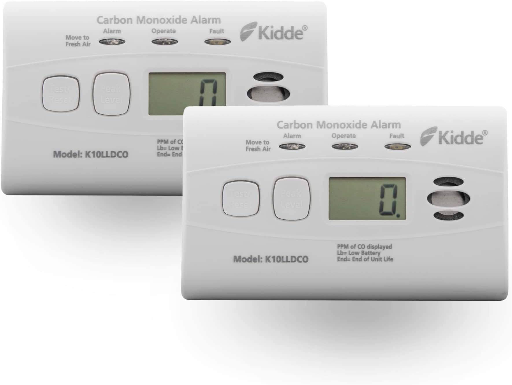 Kidde 10LLDCO Ten Year Life Carbon Monoxide Alarm Digital Display with ...