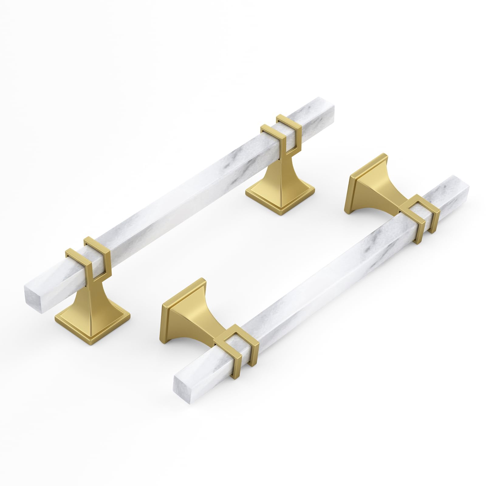 Lepatape 10 Pack 5 Inch White Marble Cabinet Pulls, Gold Cabinet ...