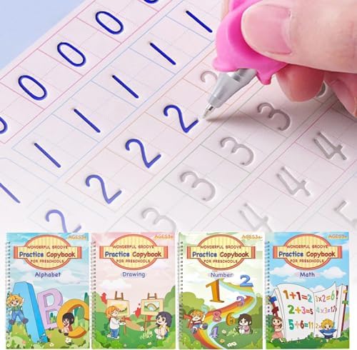 Amazon.com : 4 Pc Large Magic Practice Copybooks for Kids,Reusable ...