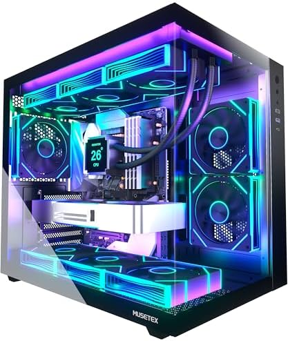 Amazon.com: MUSETEX ATX PC Case,6 PWM ARGB Fans Pre-Installed,360MM RAD ...