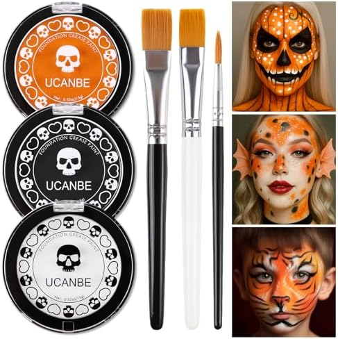 Amazon.com : White Foundation + Black Orange Face Body Paint with ...