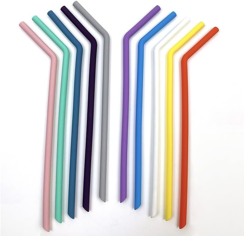 Amazon.com: Hiware Reusable Silicone Straws, Long Flexible Silicone ...