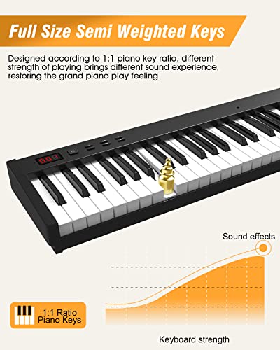 Snapklik.com : KONIX Keyboard Piano 61 Key Semi-weighted