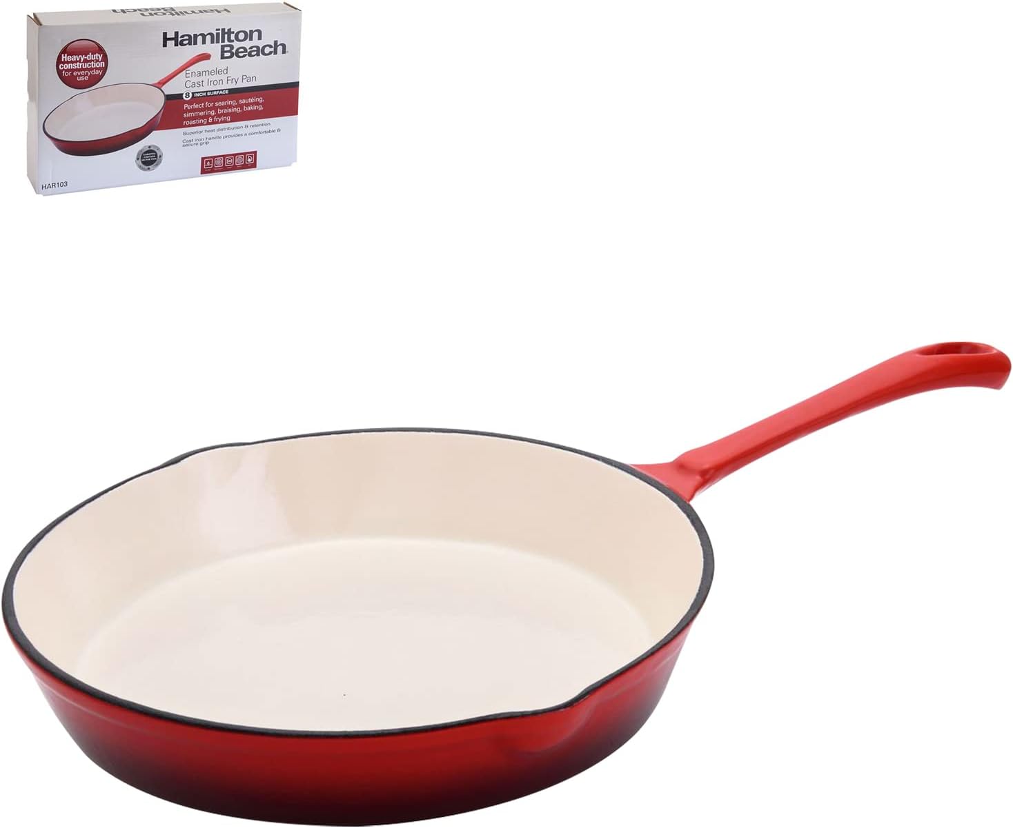 Amazon.com: Hamilton Beach Cast Iron Frying Pan 8in Cream Enamel ...